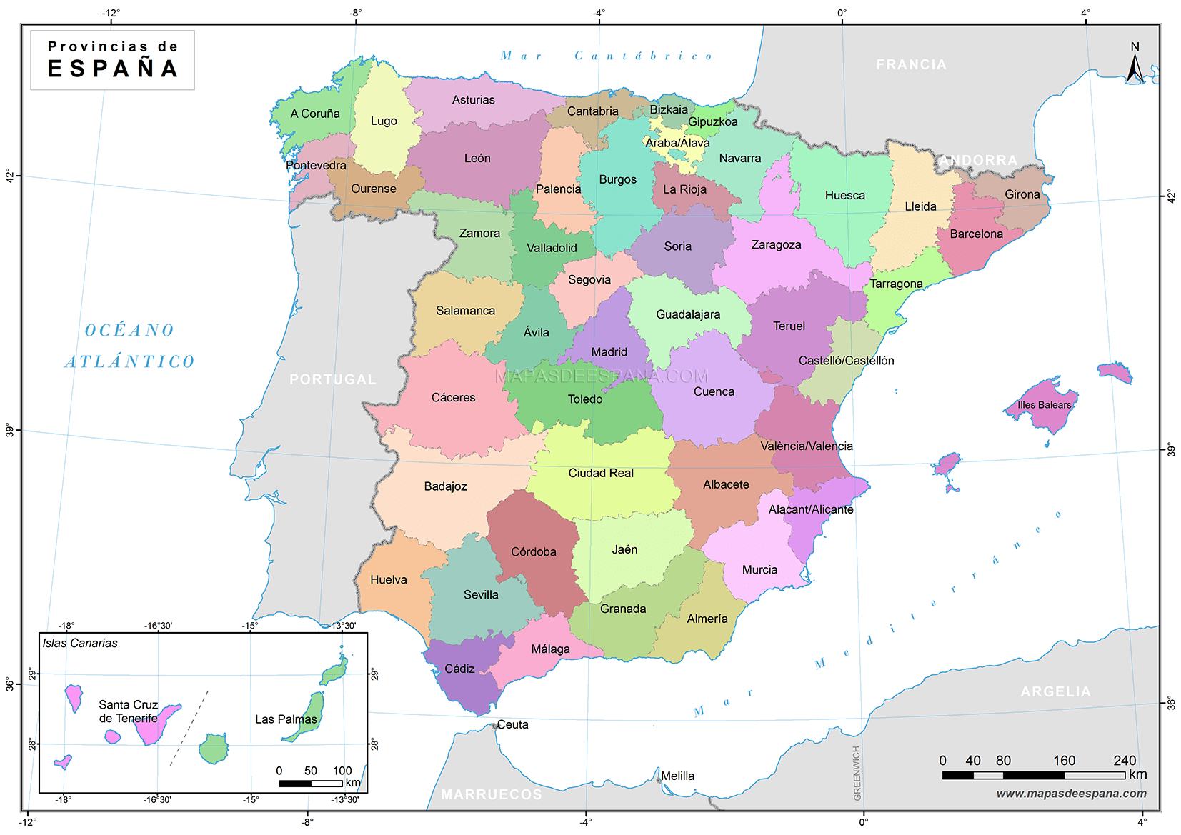 Mapa Provincias De Espa a